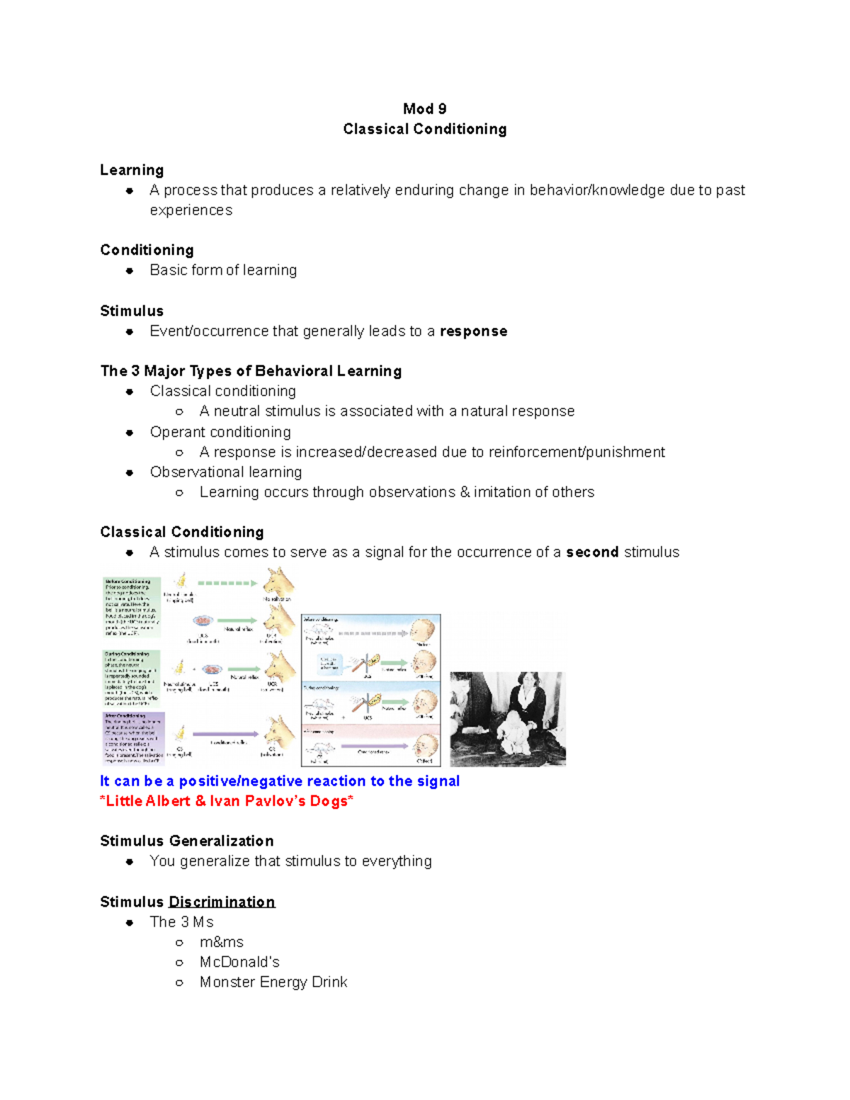Mod 9 - Classical Conditioning - Mod 9 Classical Conditioning Learning ...