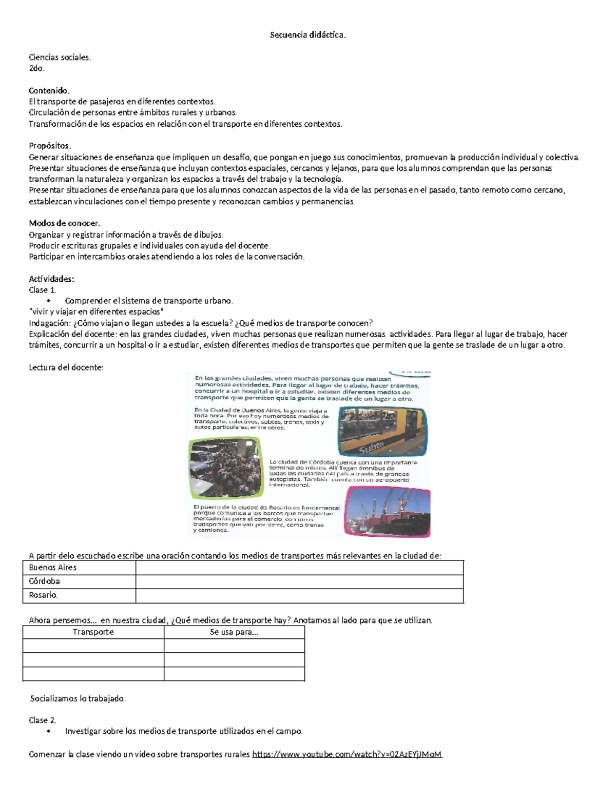 Sec. vivir en el campo y ciudad - Secuencia didáctica. Ciencias ...