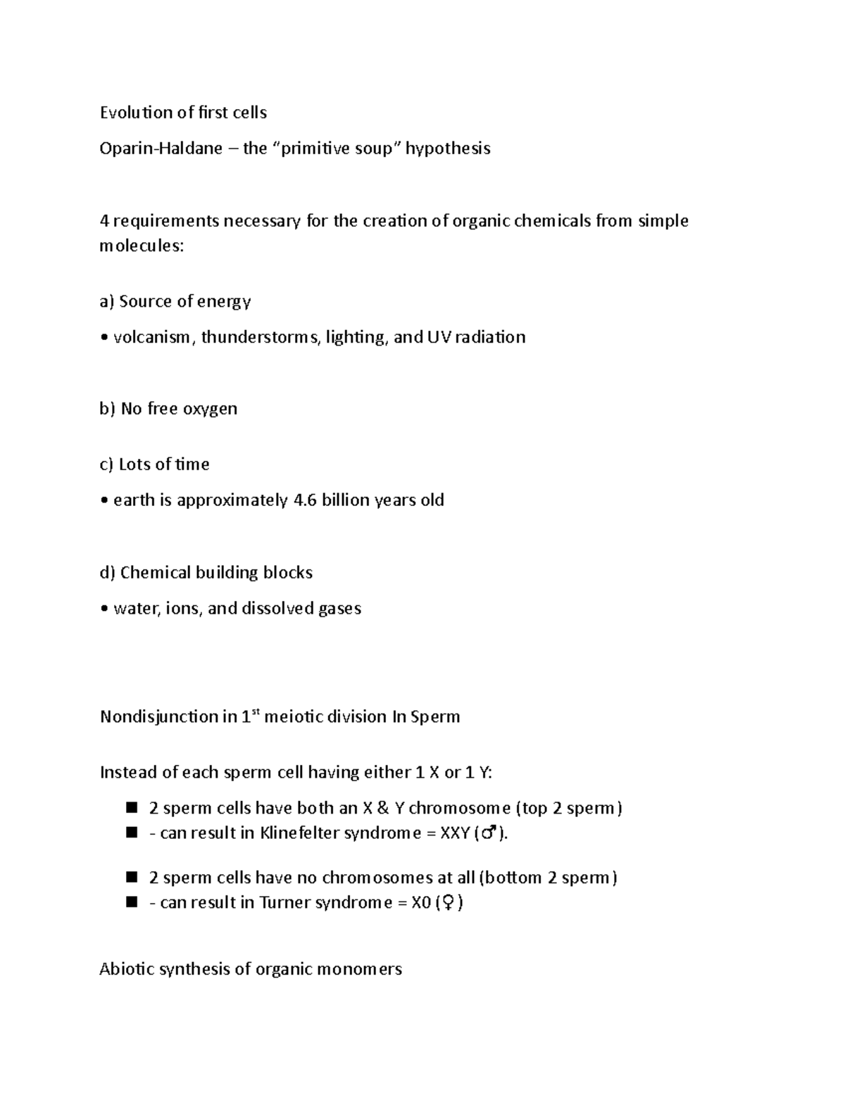 Z6 - Evolution of first cells - Evolution of first cells Oparin-Haldane ...