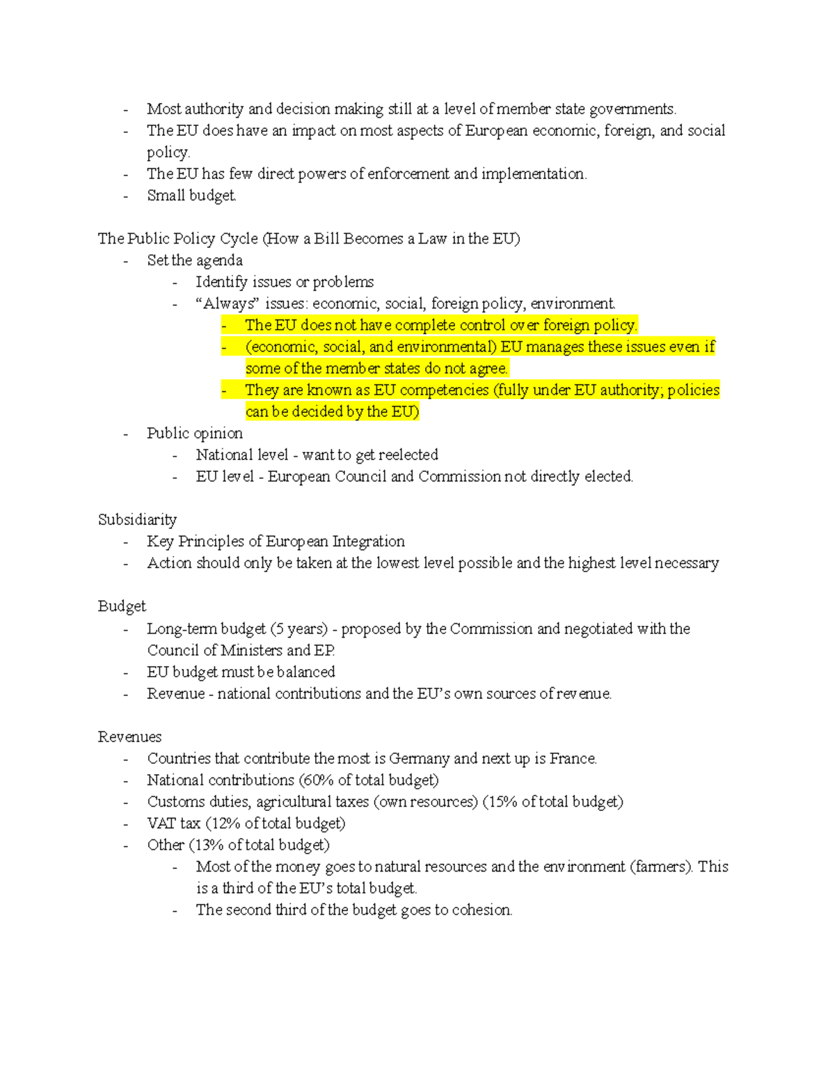 Public Policy - Most authority and decision making still at a level of ...