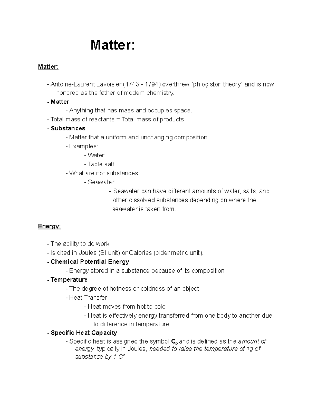 Matter - Matter: Matter: Antoine-Laurent Lavoisier (1743 - 1794 ...