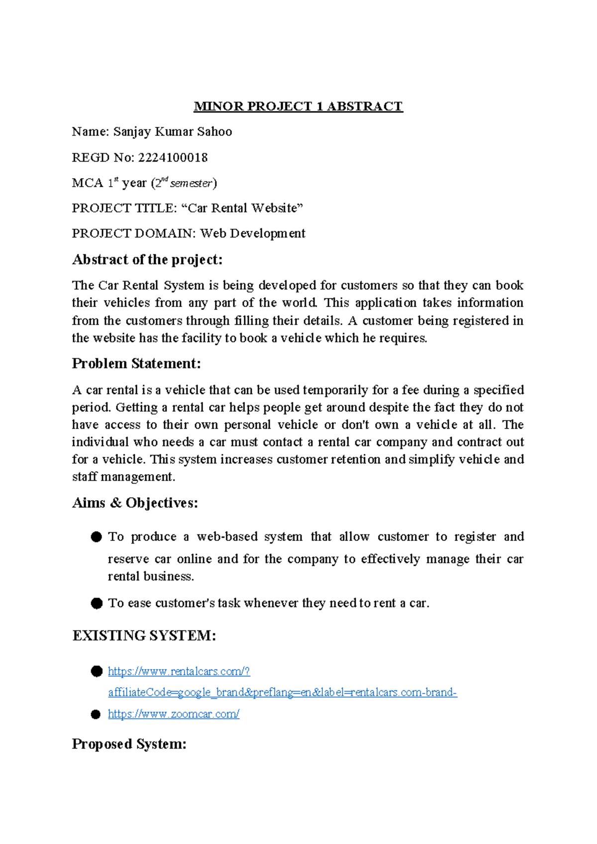 Abstracts - Abstract for major project - MINOR PROJECT 1 ABSTRACT Name ...