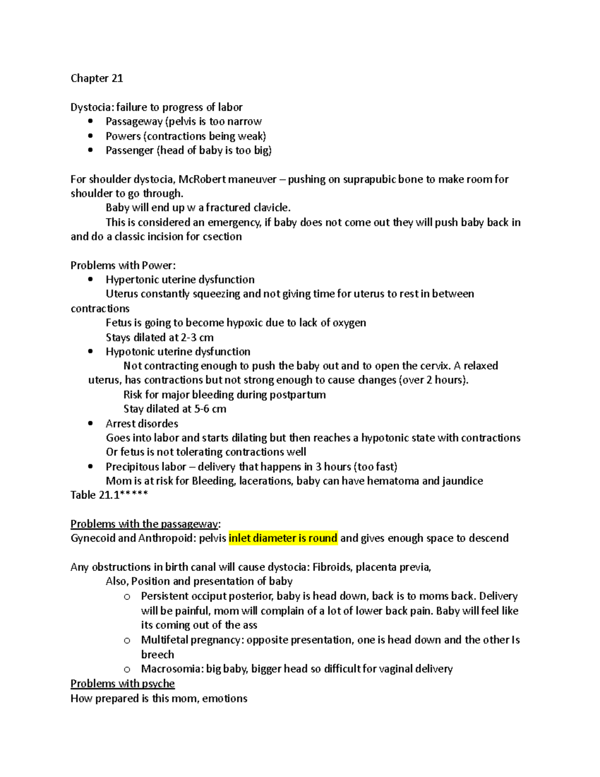 Final OB - Chapter 21 Dystocia: failure to progress of labor Passageway ...
