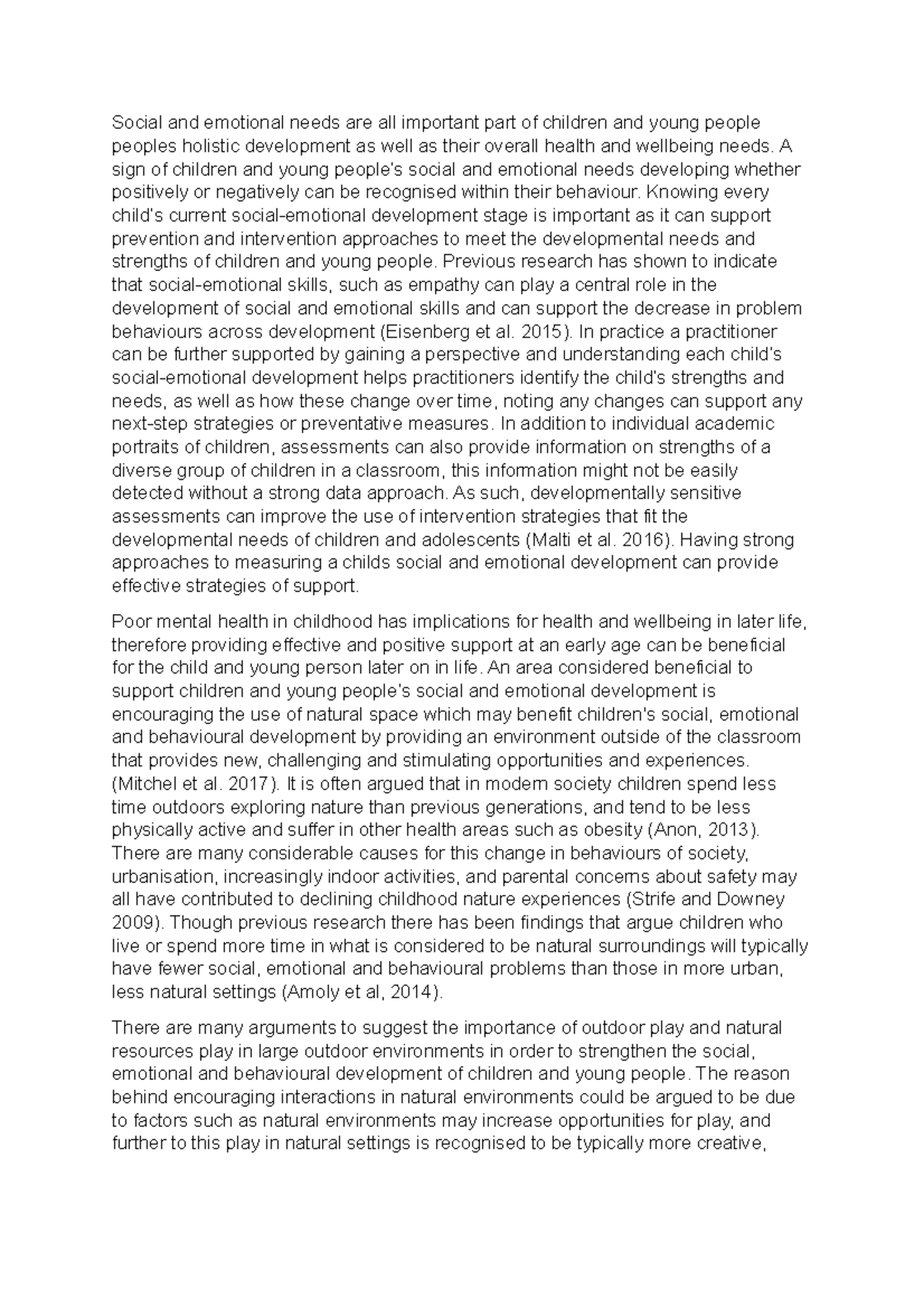 Children and young peoples development - Social and emotional needs are ...