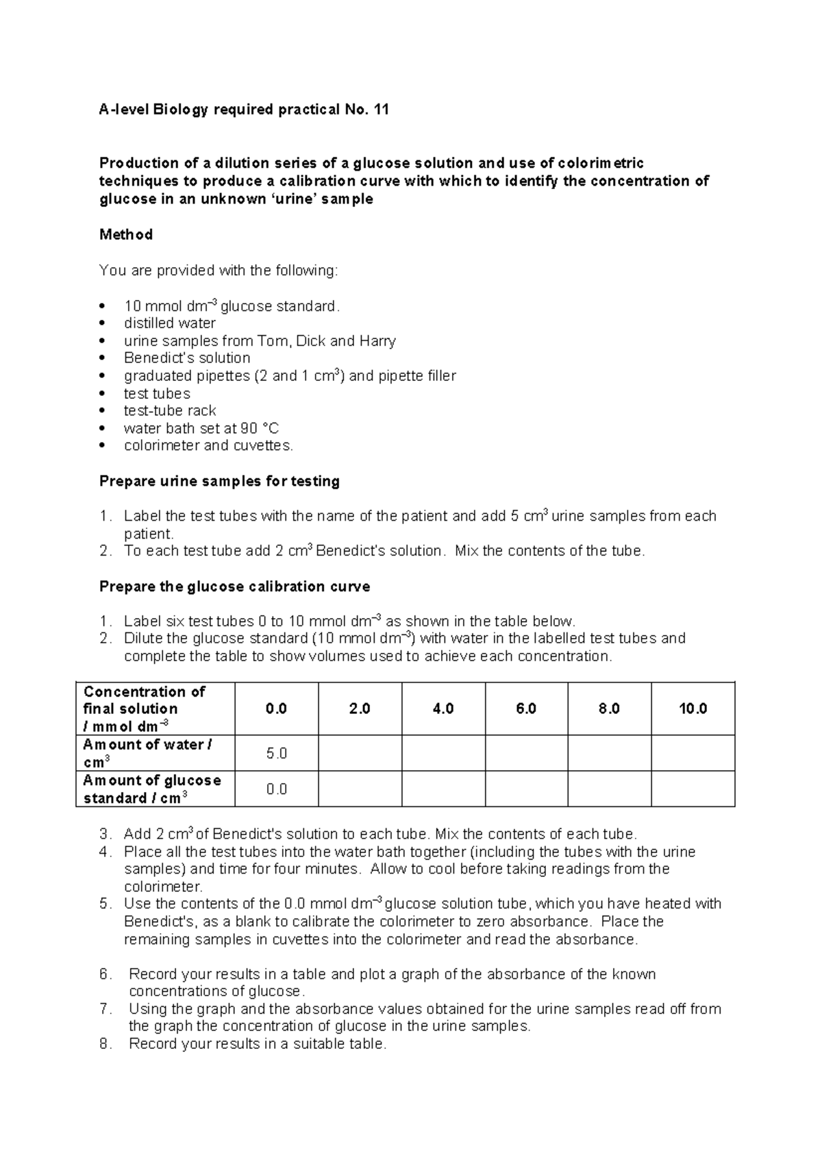 Practical 11 student sheet - A-level Biology required practical No. 11 ...