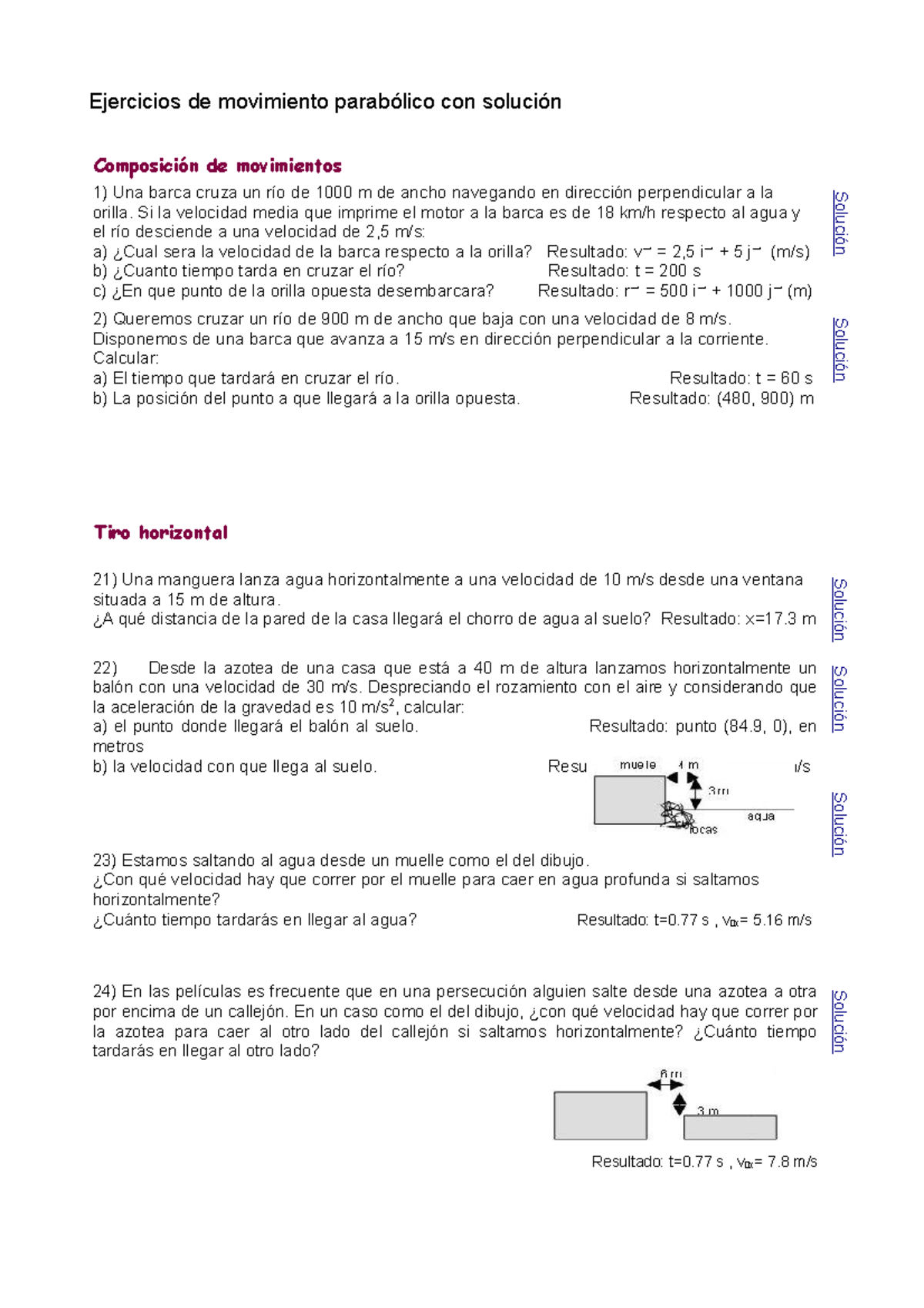Ejercicios tiro oblicuo con solucion - Ejercicios de movimiento ...