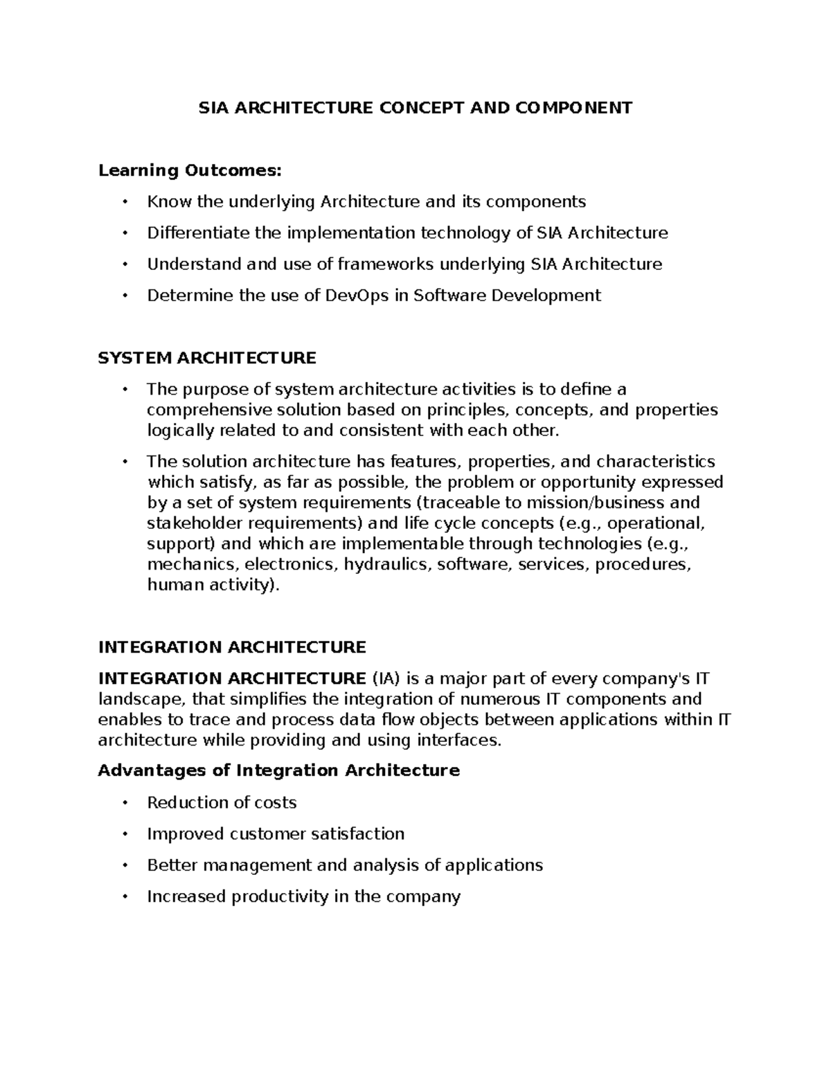 SIA Architecture Concept AND Component - SIA ARCHITECTURE CONCEPT AND ...