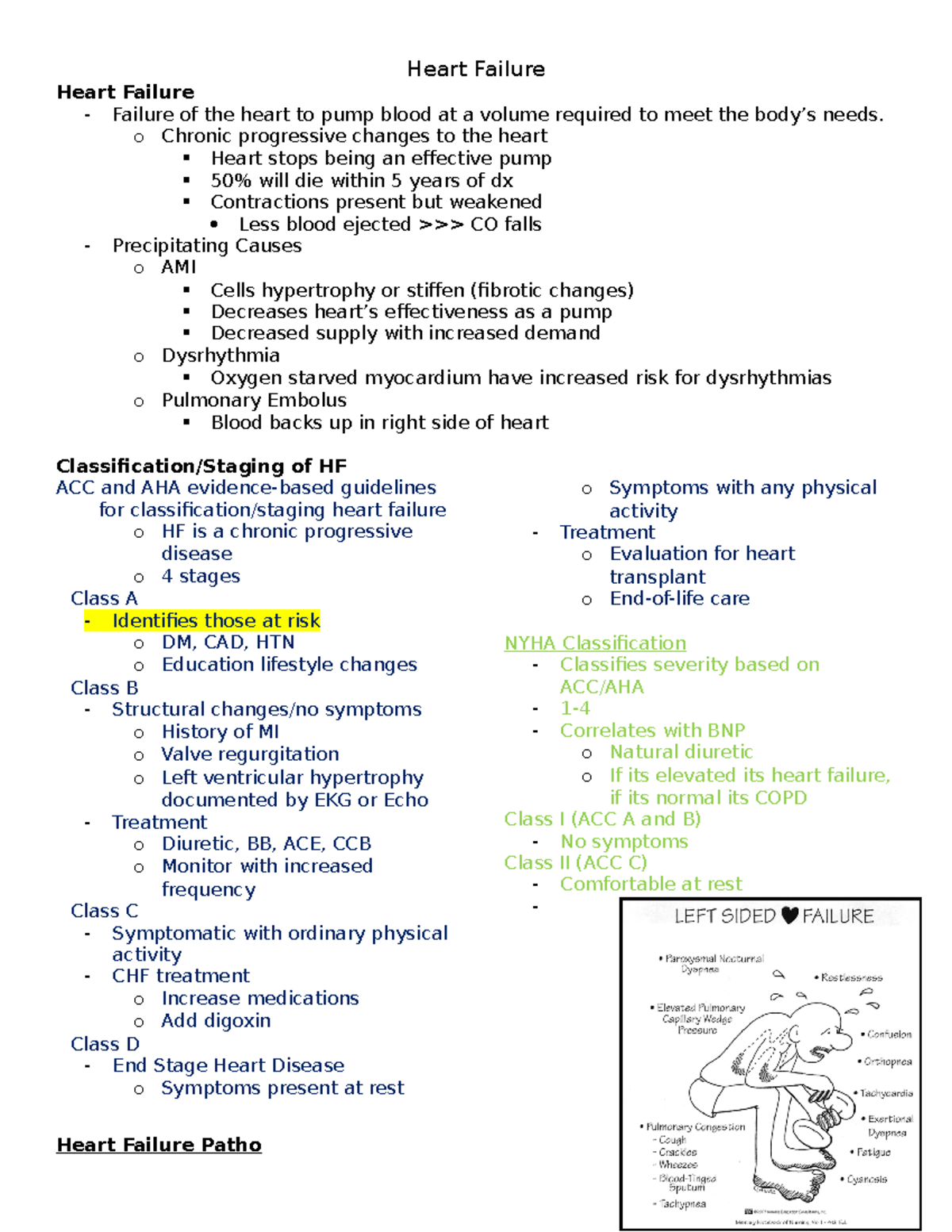 Heart Failure - spring 2019 notes on CHF - Heart Failure - Failure of ...