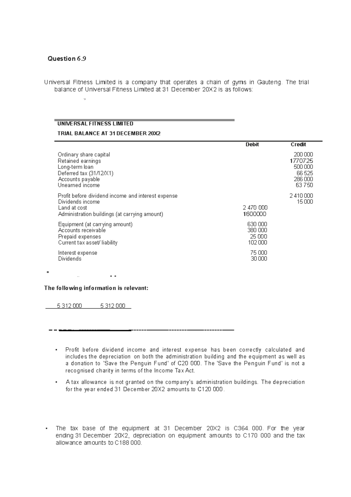 Classwork Question 6 - REVENUE - Question 6. Universal Fitness Limited ...