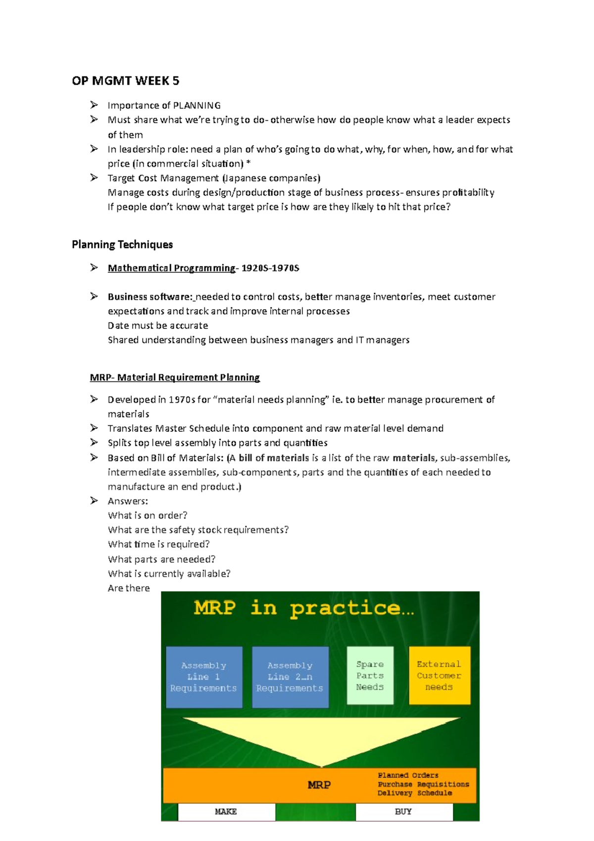 Operations Management Summary - Slides 5 - OP MGMT WEEK Importance of ...