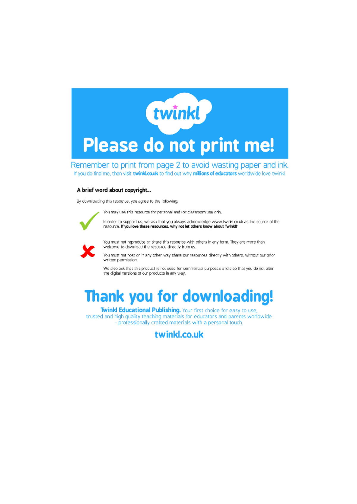 Instructions - kklkl - twinkl Please do not print me! Remember to print ...