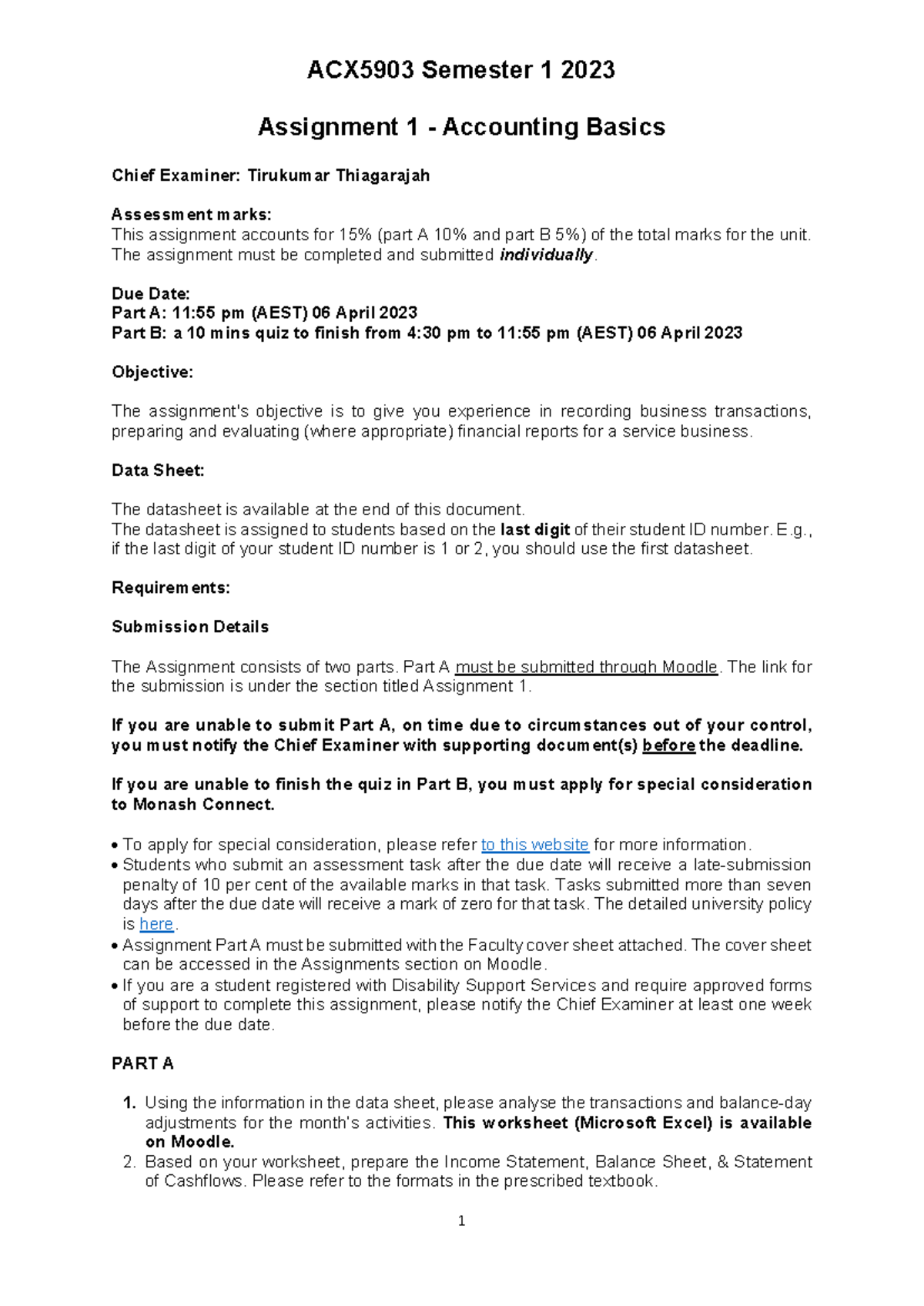 ACX 5903 Assignment 1 - 2023S1 - ACX5903 Semester 1 2023 Assignment 1 ...