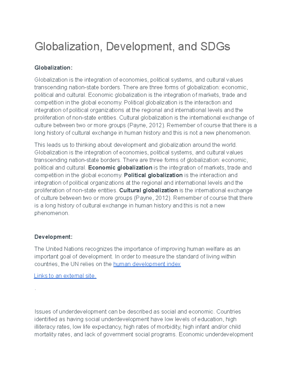 Globaliztion, Development, adn SDG's - Globalization, Development, and ...