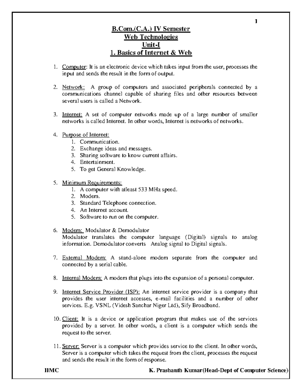 Wt Unit1 Web Technologies Notes Unit 1 Bc Iv Semester Web Technologies Unit I 1 Basics