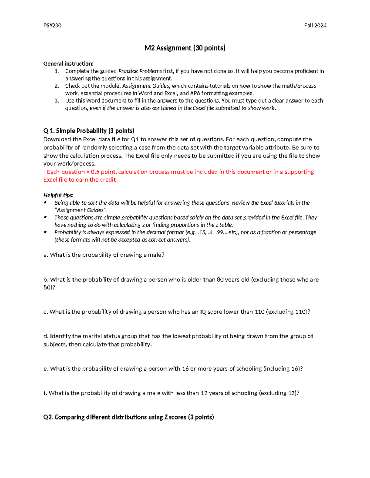 PSY230-M2Assignment-Fall+2024 - M2 Assignment (30 points) General ...