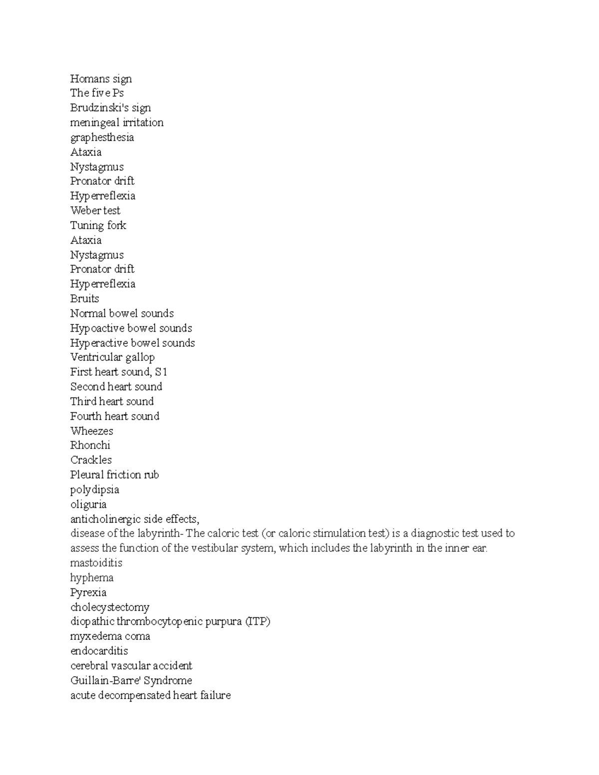 Med Surg Terms To Know - Homans sign The five Ps Brudzinski's sign ...