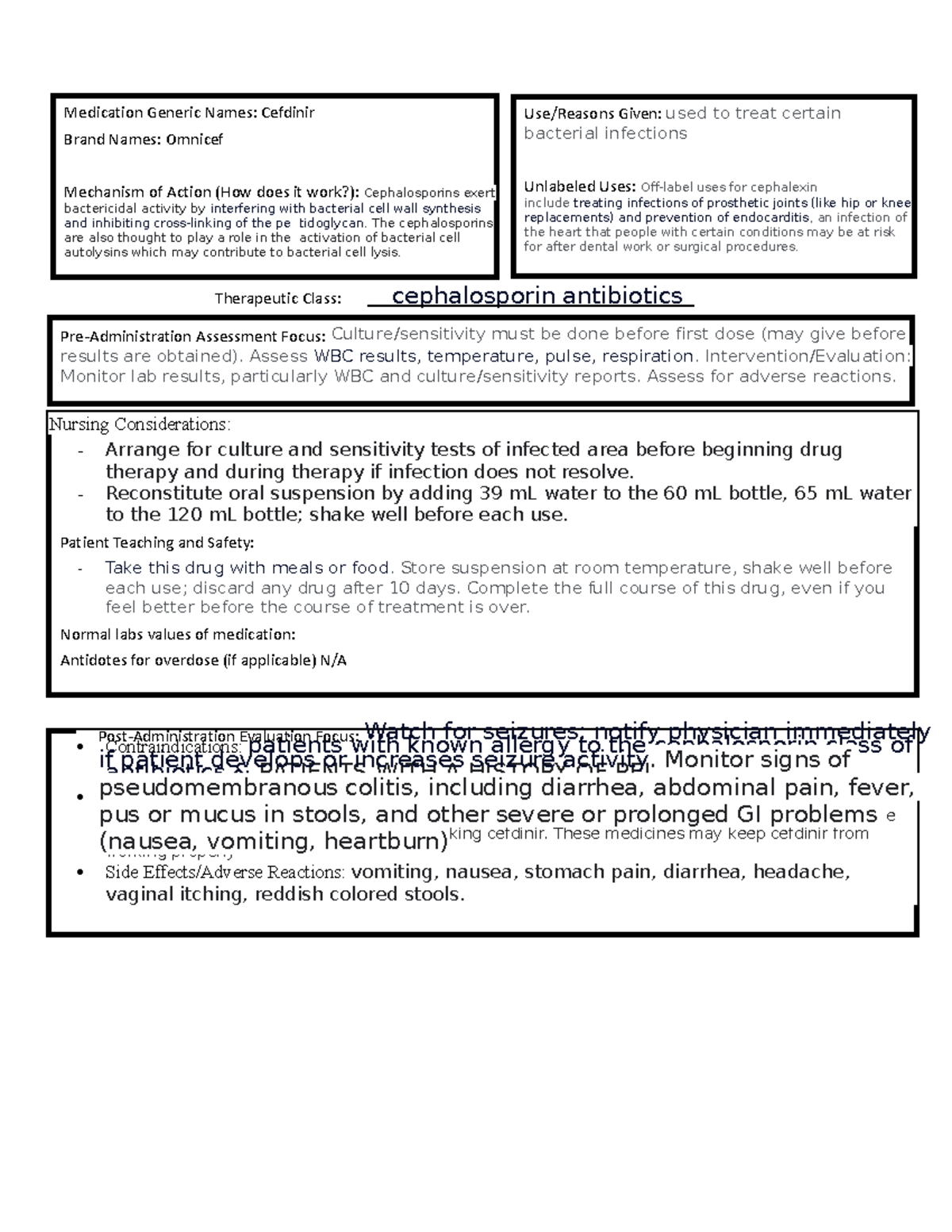 Pharm 2023 - all drug cards for milestone - Therapeutic Class ...