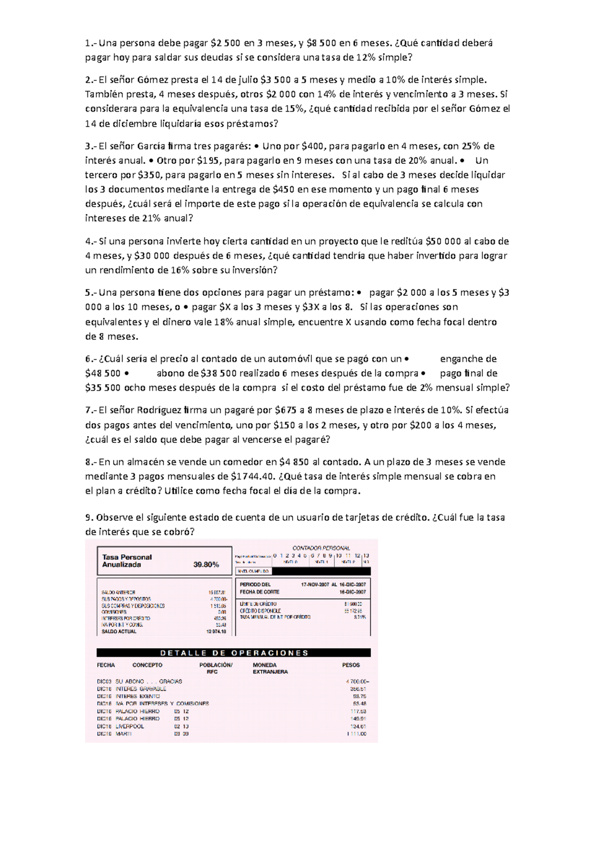 Preguntas Aplicaciones Interés Simple oficial - 1.- Una persona debe ...