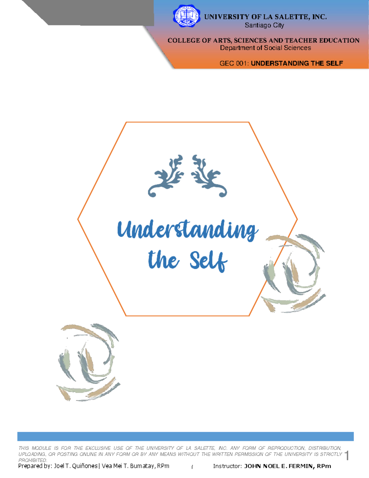 UTS Philosophical-Perspective-1 - THIS MODULE IS FOR THE EXCLUSIVE USE OF THE UNIVERSITY OF LA ...