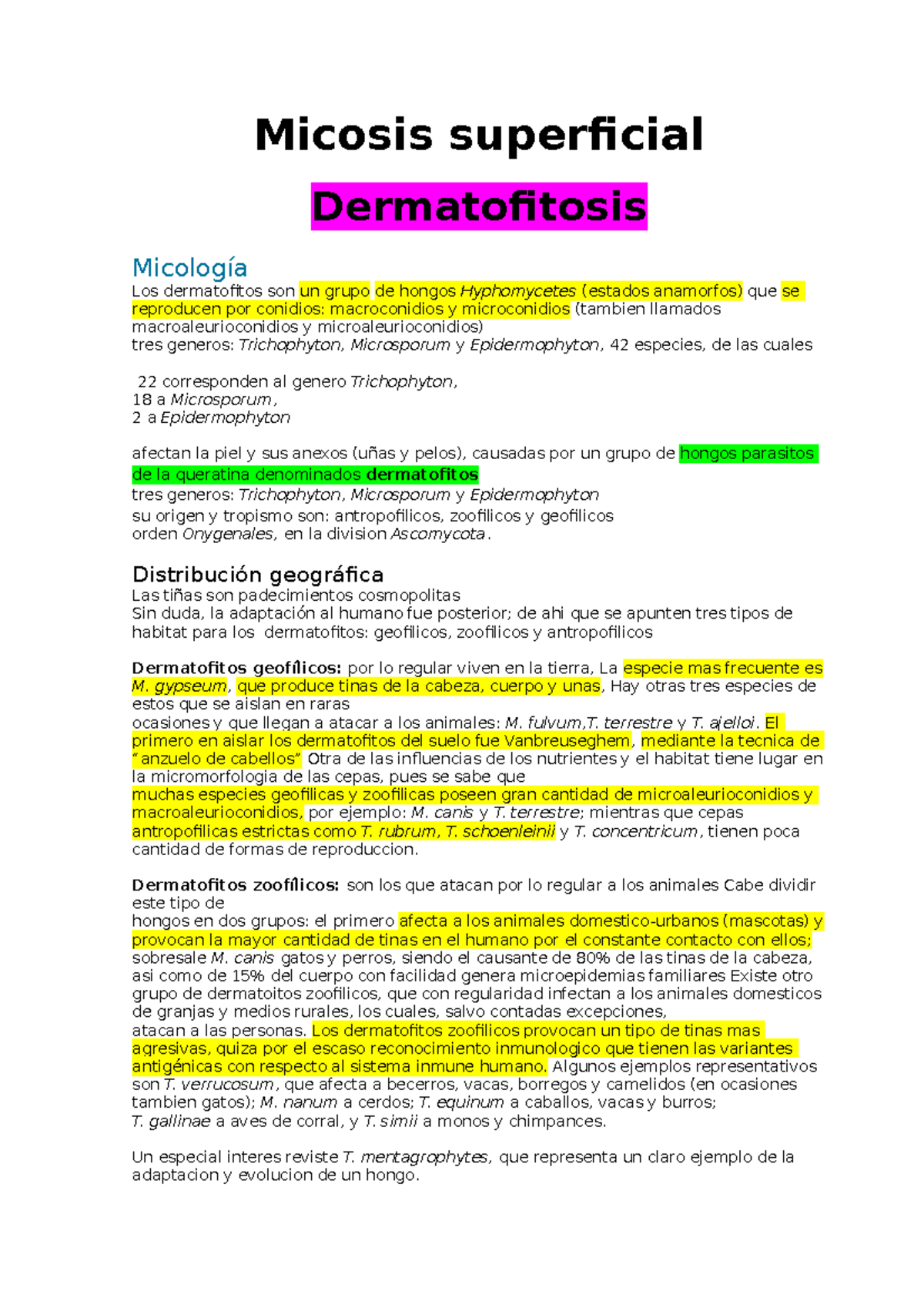 micosis por Dermatofitos - Micosis superficial Dermatofitosis Micología ...