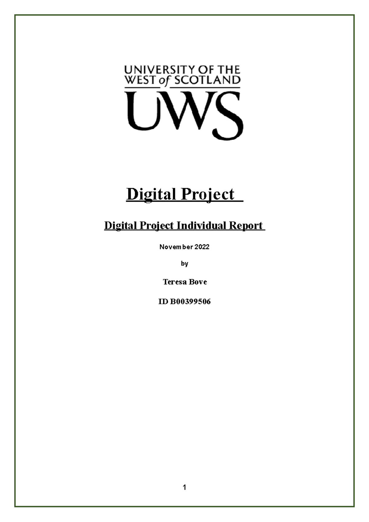 Individual Templateindividual report template - Digital Project Digital ...
