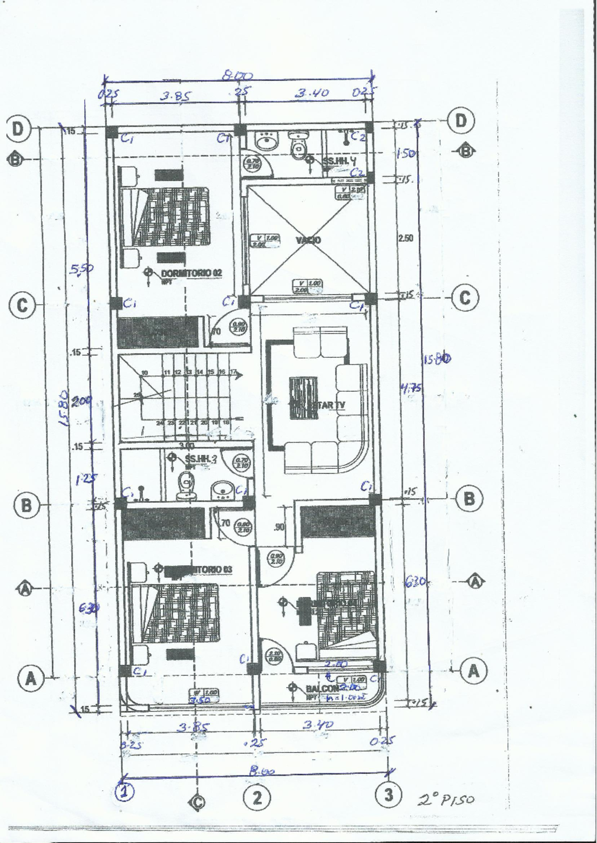Plano segundo piso - 8 3 25 3 02 D D 115 CA C2 : 1 B 0 SS. 210 4 C2 T5 ...