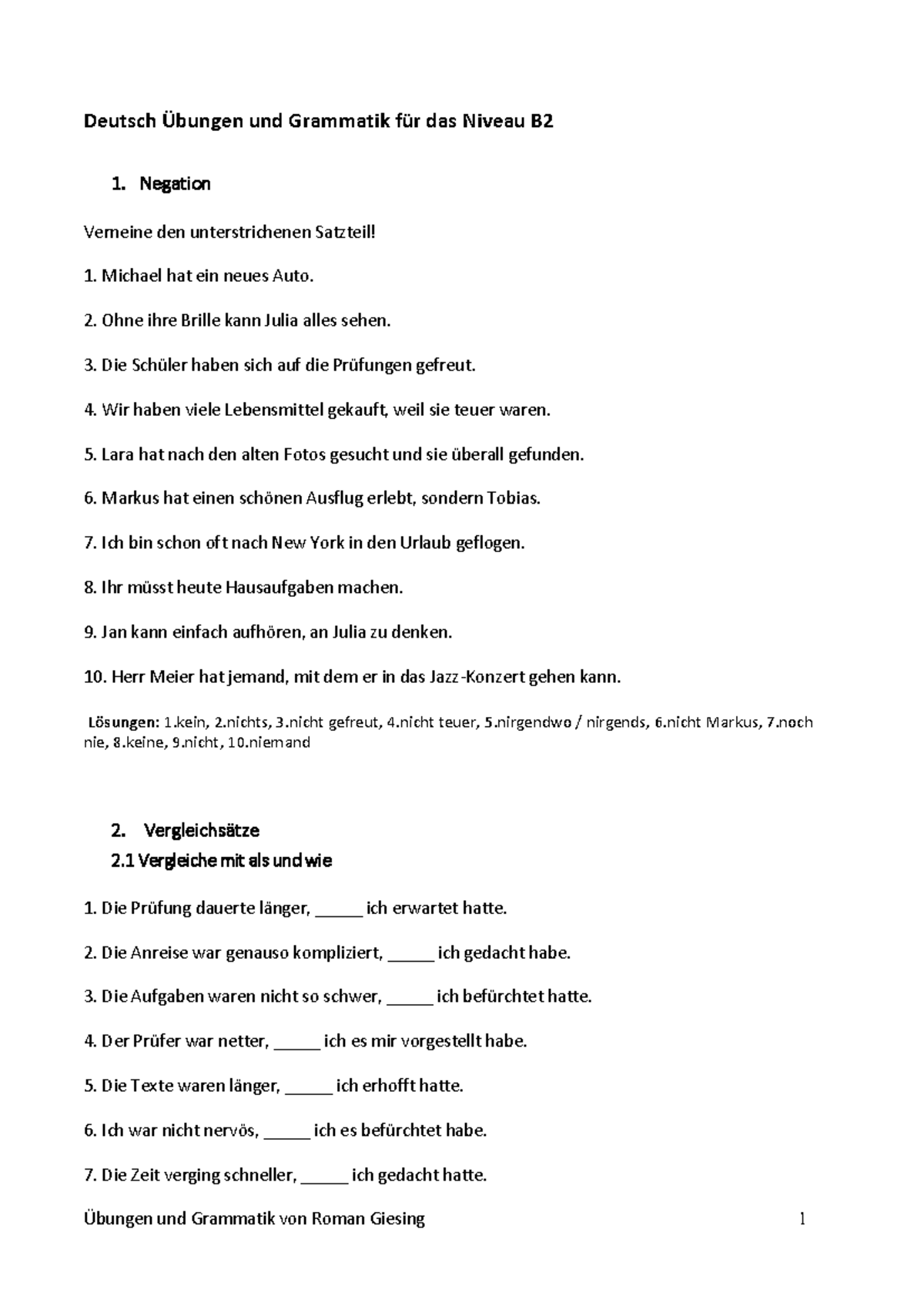 Grammatik Übungen B2 - Deutsch - Deutsch Übungen und Grammatik für das ...