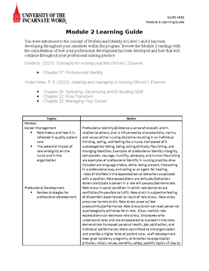 NURS 2350 ABSN Module 5 Learning Guide - Module 5 Learning Guide Module ...