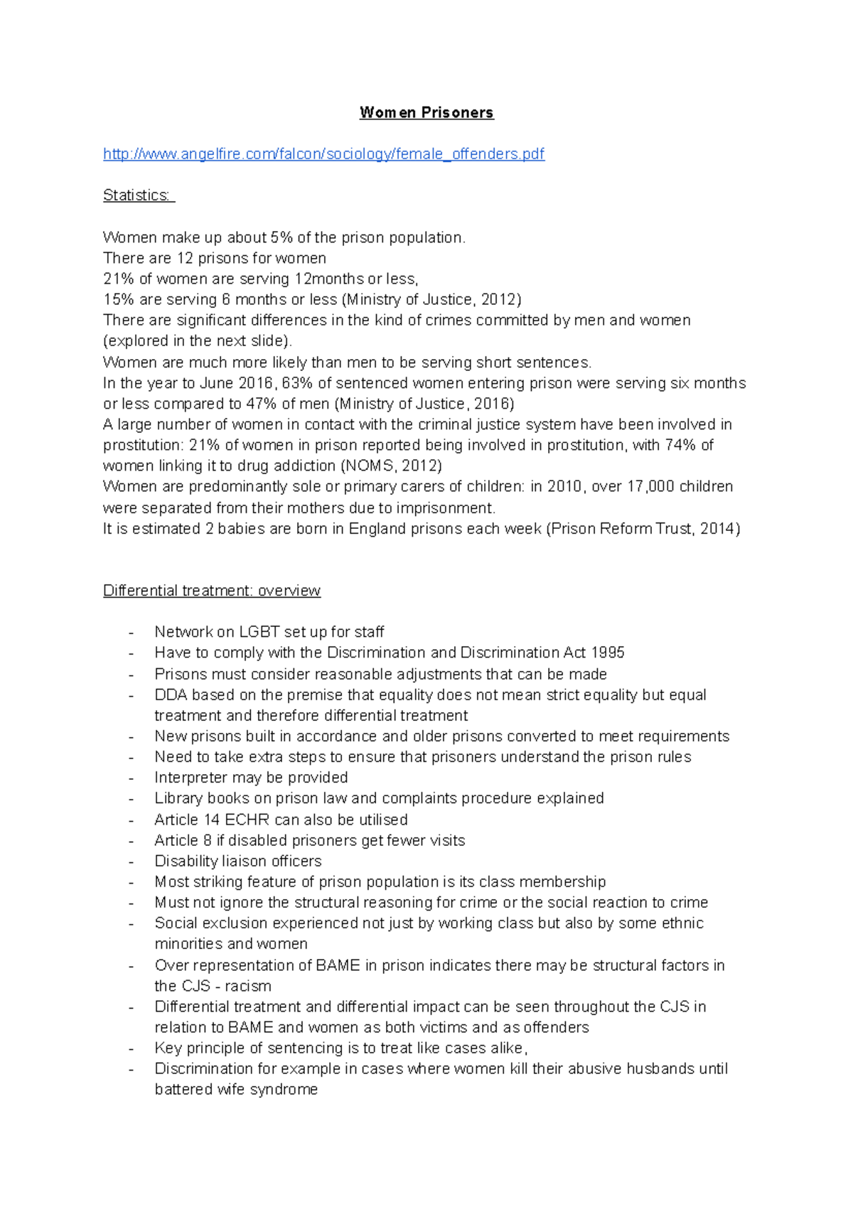 Women and Prison - notes - Women Prisoners angelfire/falcon/sociology ...