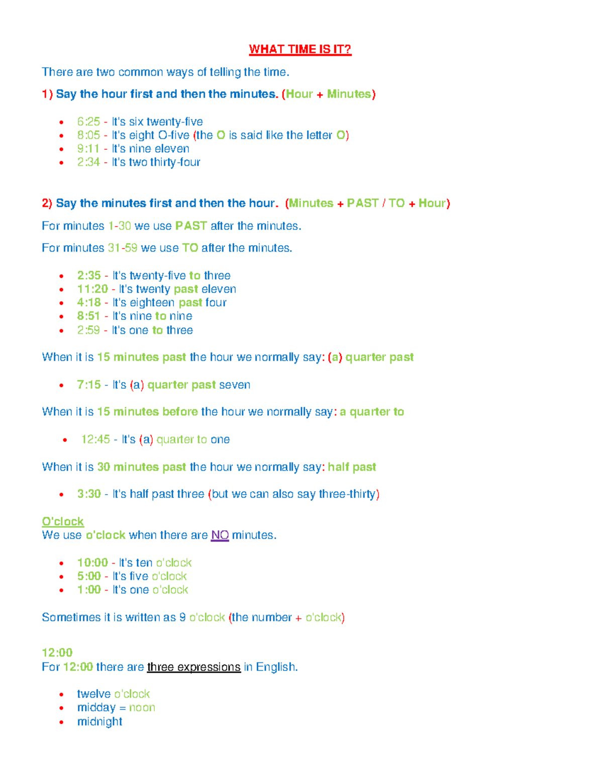 13. What time is itD - WHAT TIME IS IT? There are two common ways of ...