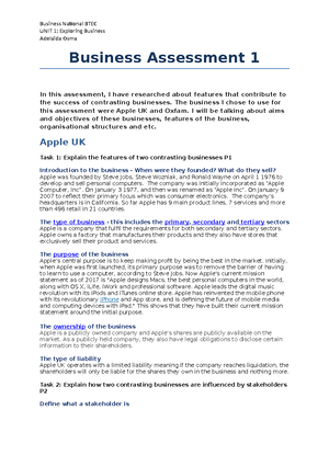 Assessment Record Sheet Unit 19 Assignment 1 - PLEASE NOTE: When ...