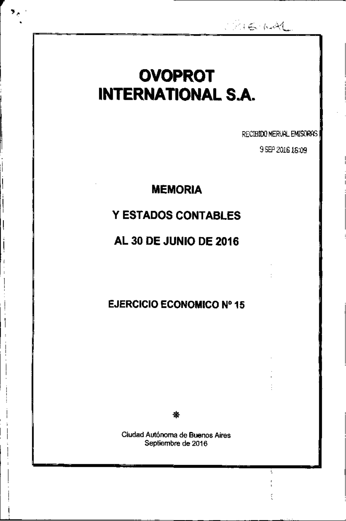 Ovoprot 2016 - (IGINAL OVOPROT INTERNATIONAL S. RECIBIDO MERVAL ...
