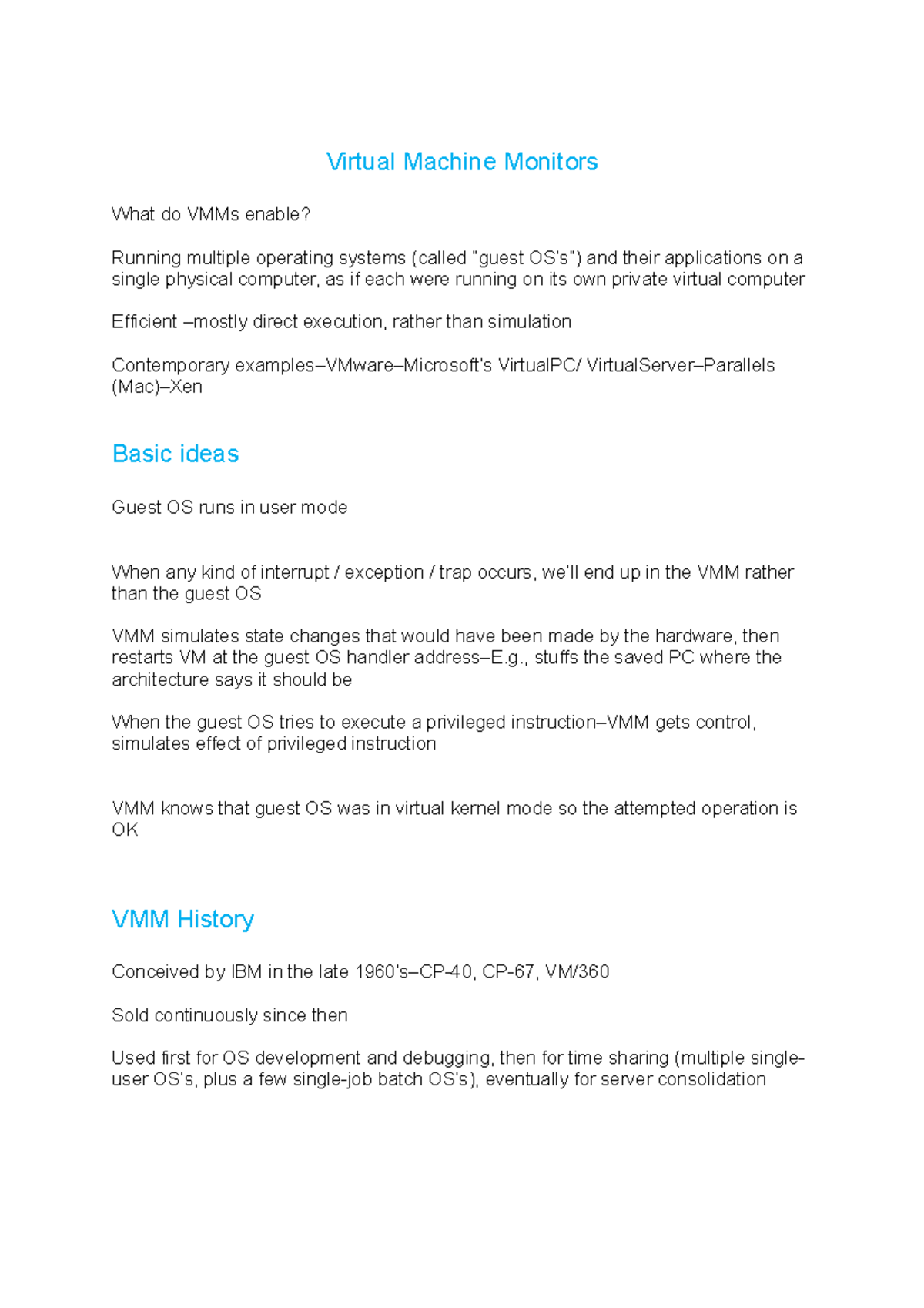 Virtual Machine Monitors 1 - Virtual Machine Monitors What do VMMs ...