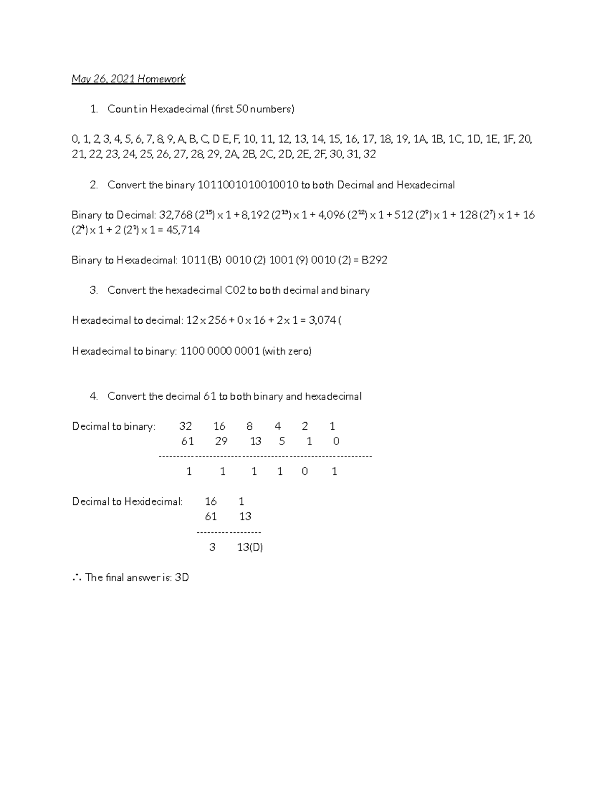 May 26, Computer Engineering Homework - May 26, 2021 Homework 1. Count ...