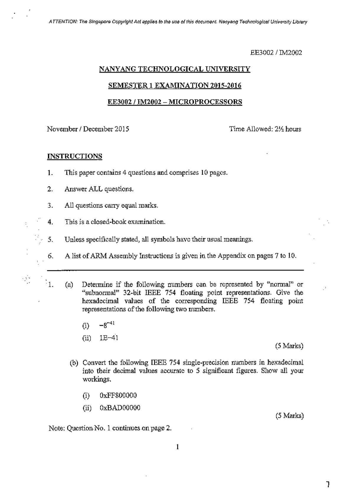 EE3002 1516 S1 all - Pyp with student solution - ATTENTION: The Singapore Copyright Act applies ...