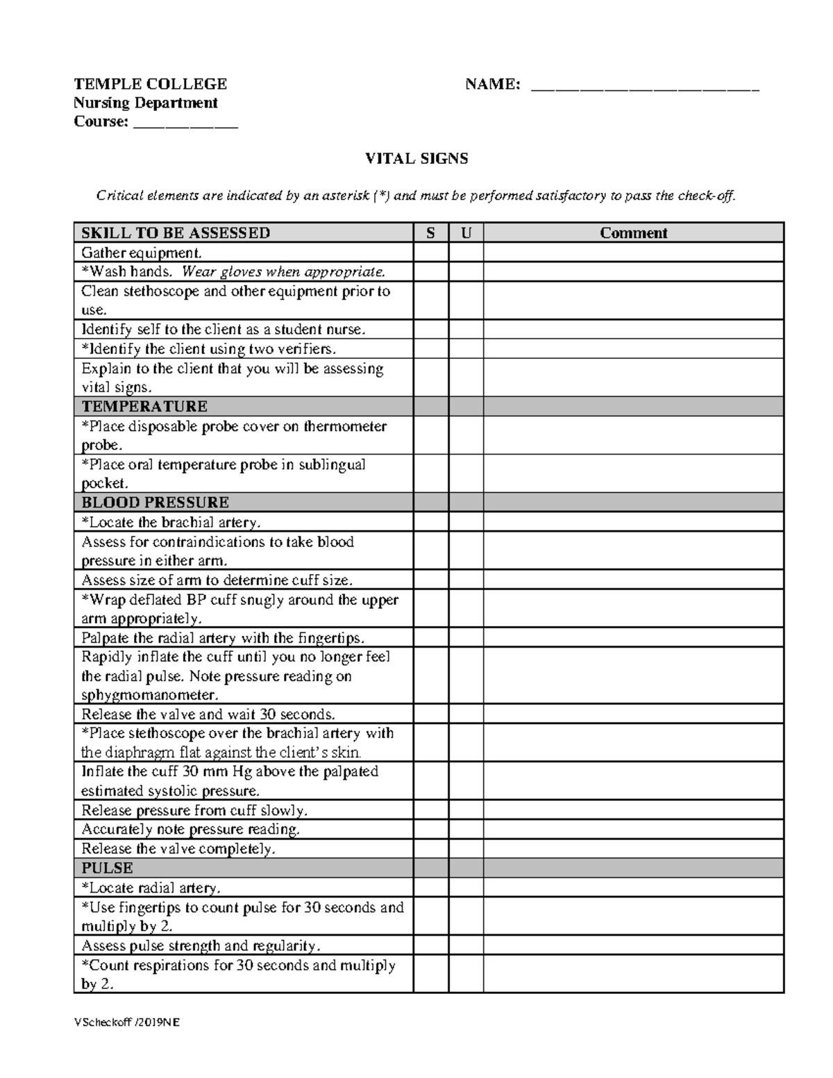 Combined Vital Sign Checklist 2019 - VScheckoff /2019NE TEMPLE COLLEGE ...