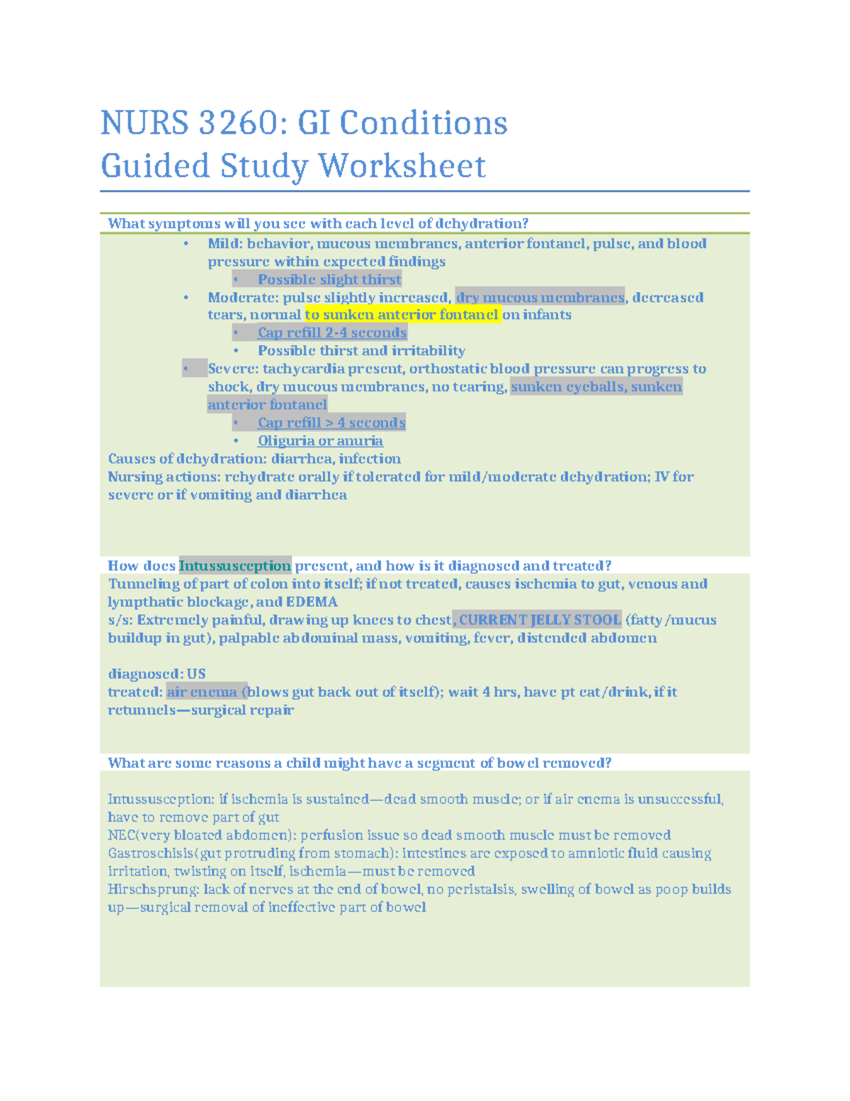 NURS 3260guided study gi - NURS 3260: GI Conditions Guided Study ...