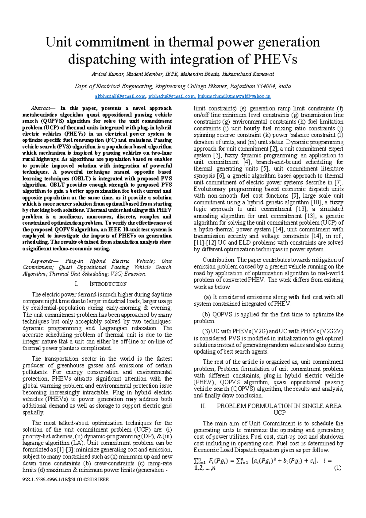 Unit commitment in thermal power generation dispatching with ...