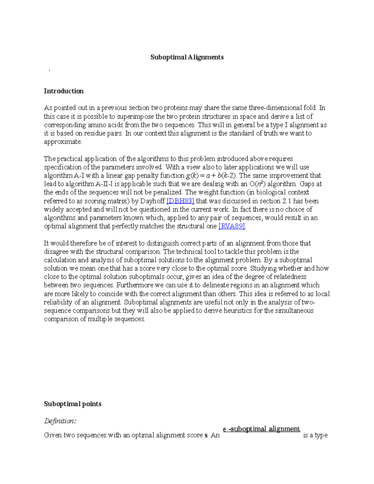 Suboptimal Alignments - Suboptimal Alignments Introduction As pointed ...