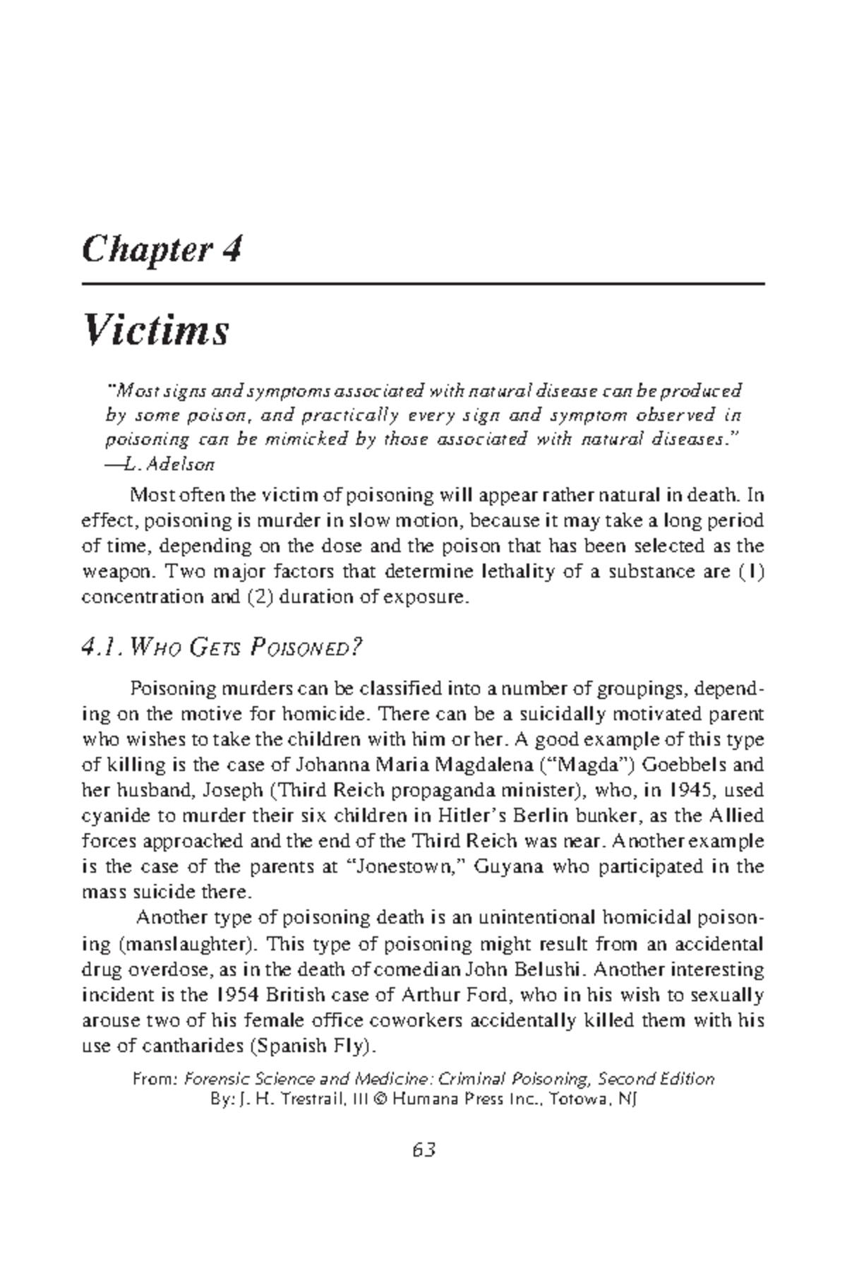 Criminal Poisoning Victims - Victims 63 From: Forensic Science and ...