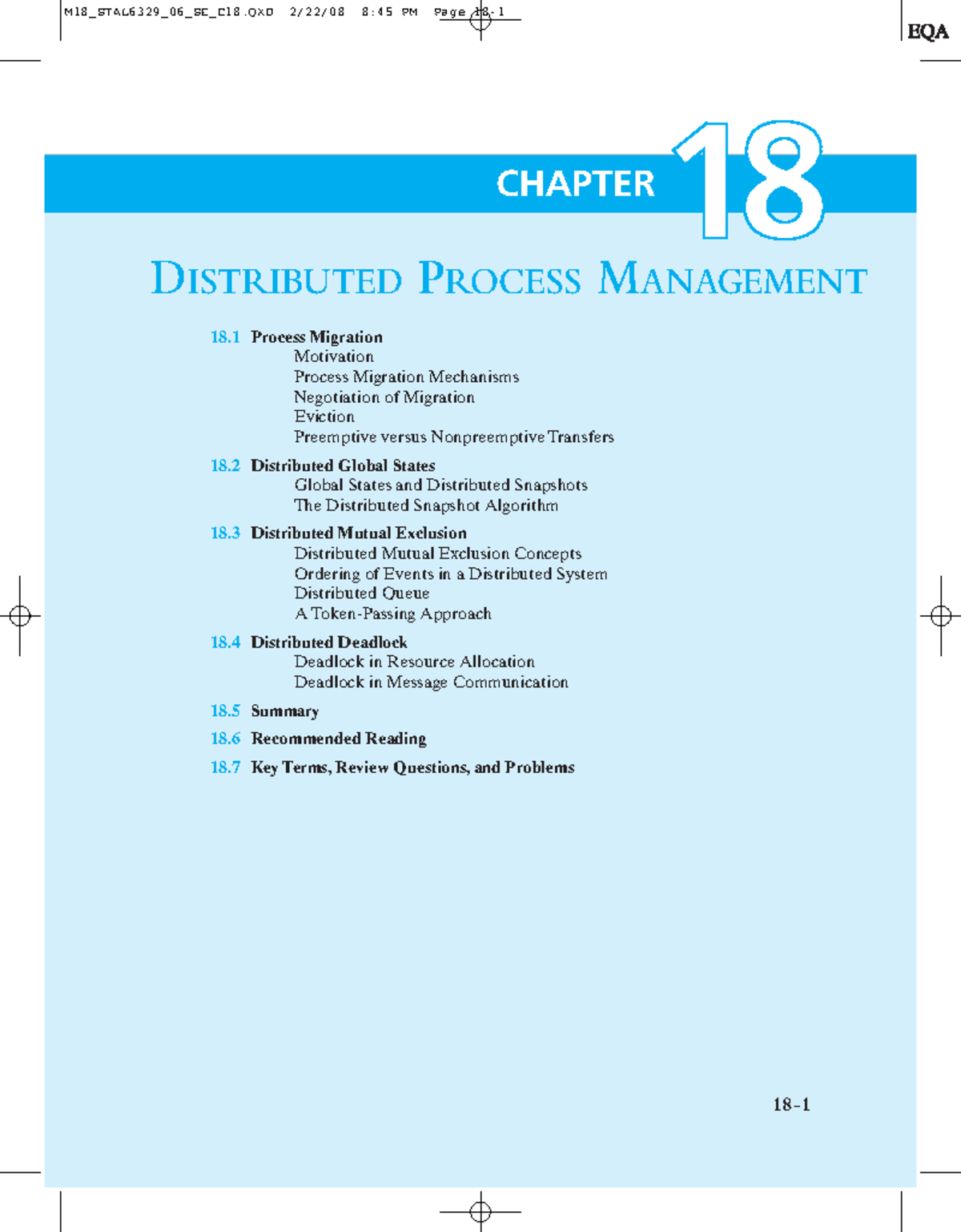 Distributed process manaagement - 18- DISTRIBUTED PROCESS MANAGEMENT 18 Process Migration ...