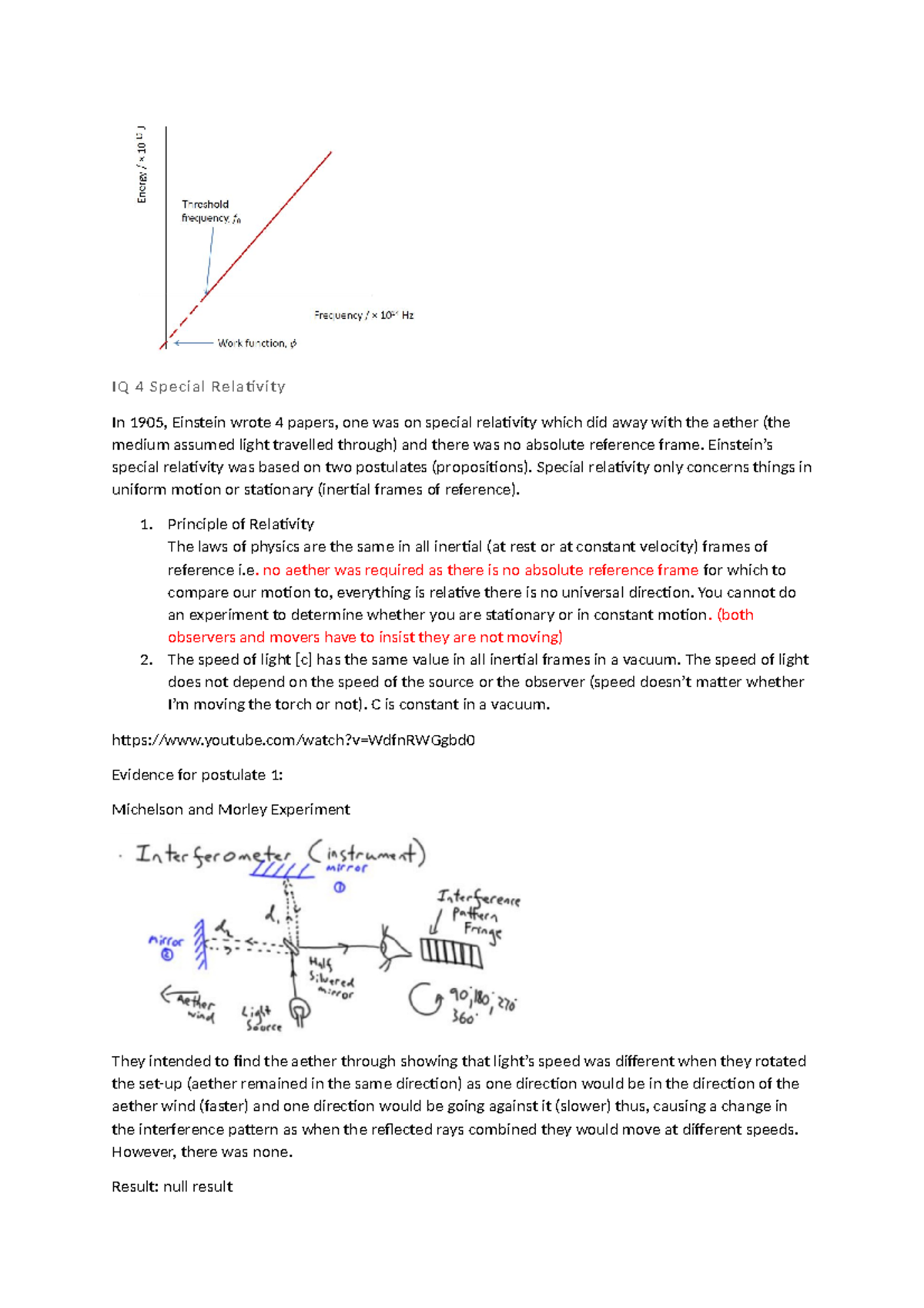 Physics notes-13 - IQ 4 Special Relativity In 1905, Einstein wrote 4 ...