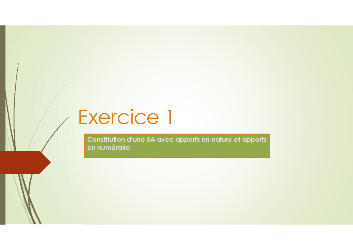 Comptabilité - Warning: TT: undefined function: 32 Exercice 1 Constitution d’une SA avec apports ...