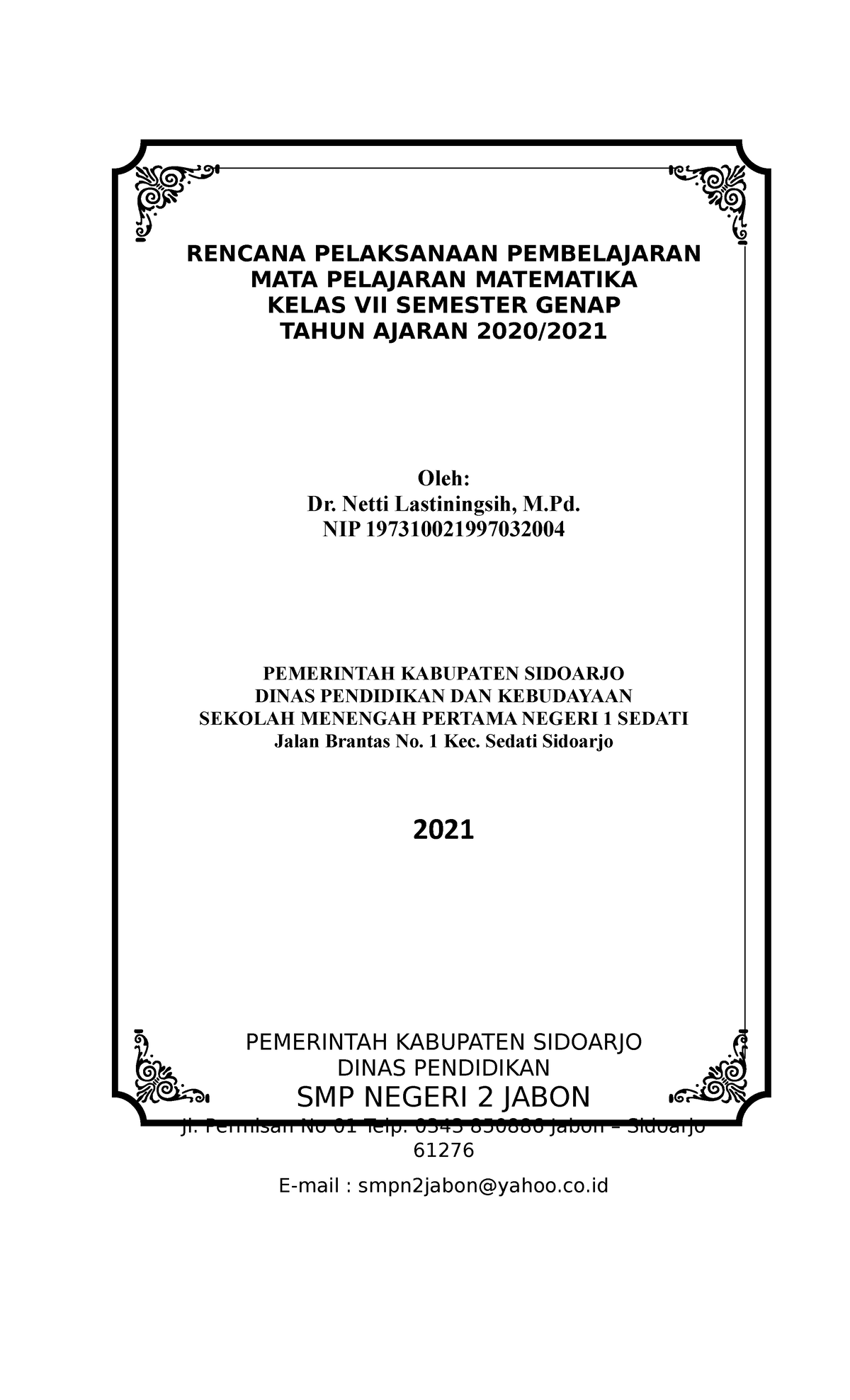 Contoh RPP - Education - RENCANA PELAKSANAAN PEMBELAJARAN MATA ...