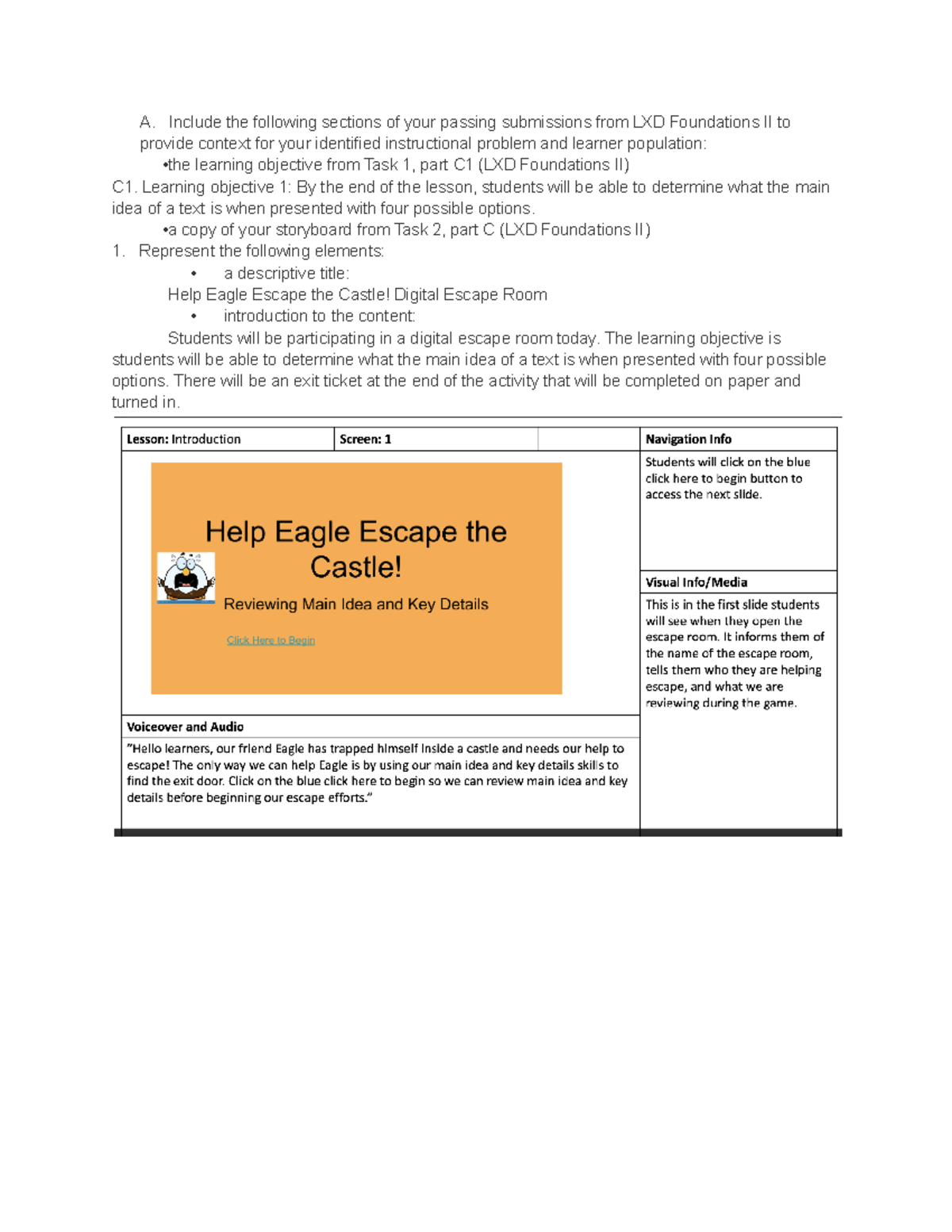 D292 Task 3 - Task was passed - A. Include the following sections of ...