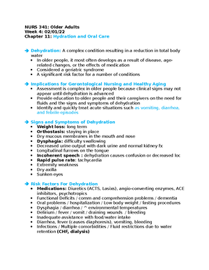 10 Nutrition Notes 345 nursing gerontology - NURS 345: Older Adults ...