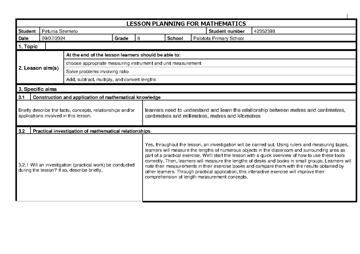 Mathematics+Lesson+plannin G ESA 2 no - LESSON PLANNING FOR MATHEMATICS ...