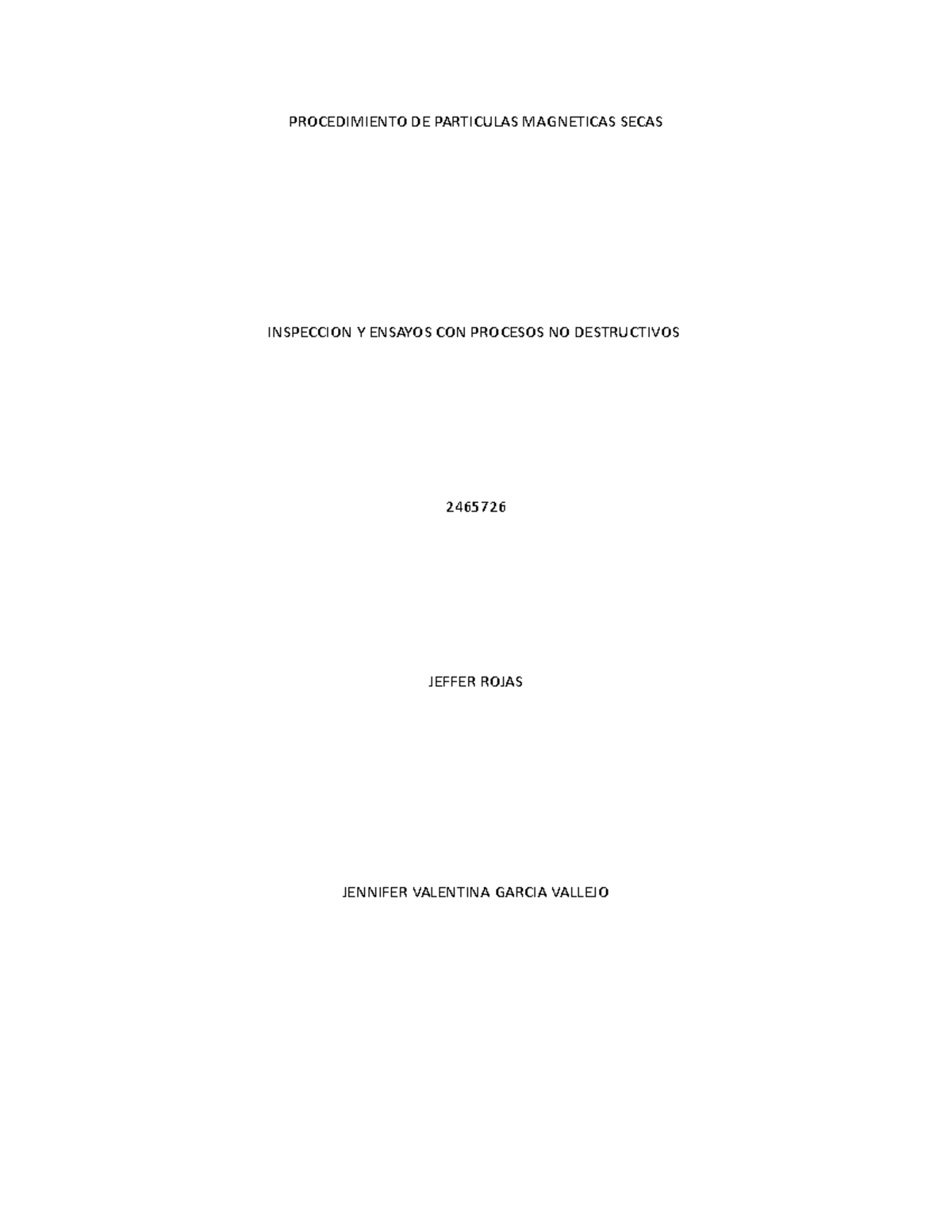 Procedimiento DE Particulas Magneticas Secas - PROCEDIMIENTO DE ...