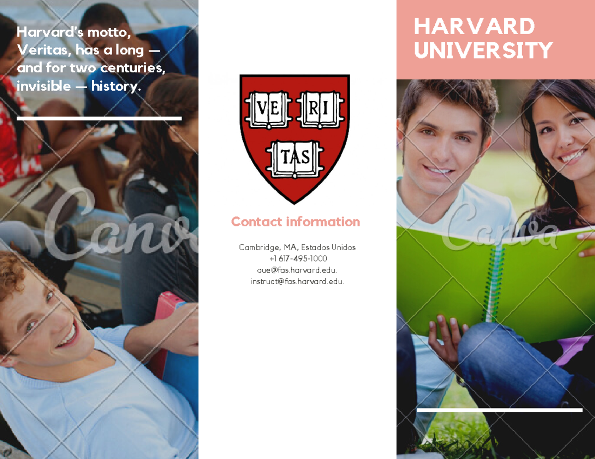 Rosa con Fotos Universidad Tríptico Folleto - HARVARD UNIVERSITY ...