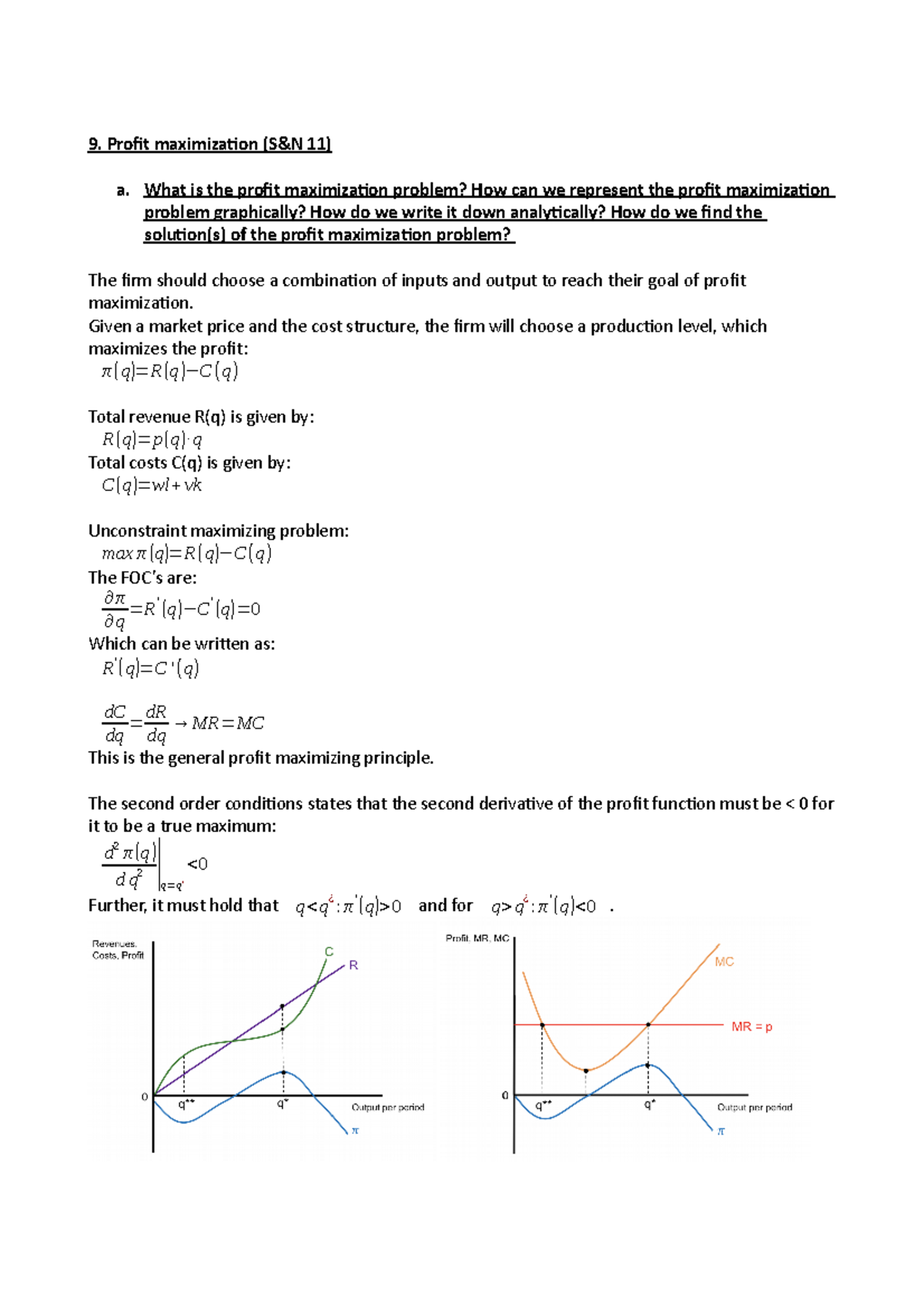 9. Profit maximization - 9. Profit maximization 11) a. What is the ...